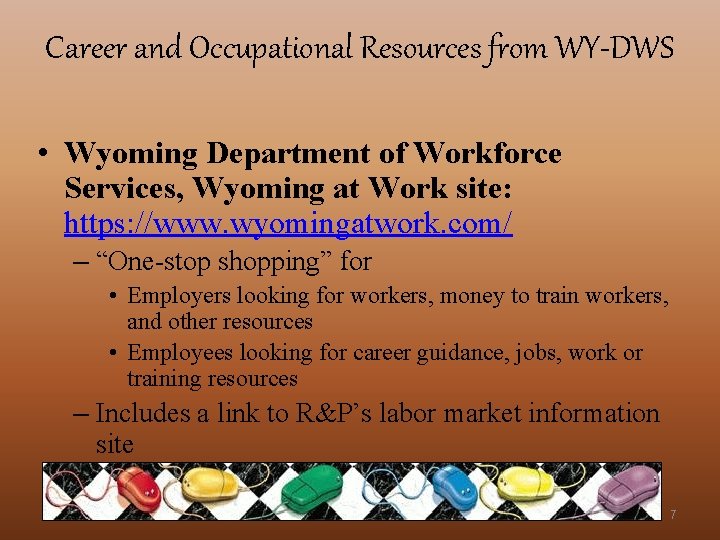Wyoming Department of Workforce Services Research Planning Labor