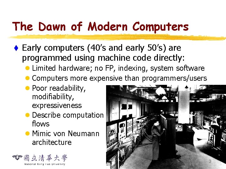 CS 2403 Programming Languages Evolution of Programming Languages