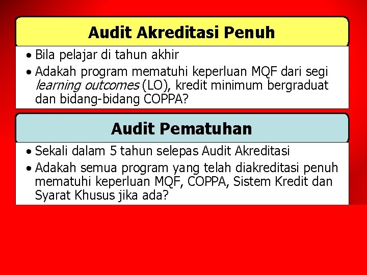 AUDIT MQA Apakah Maksud Akreditasi Satu perakuan bahawa
