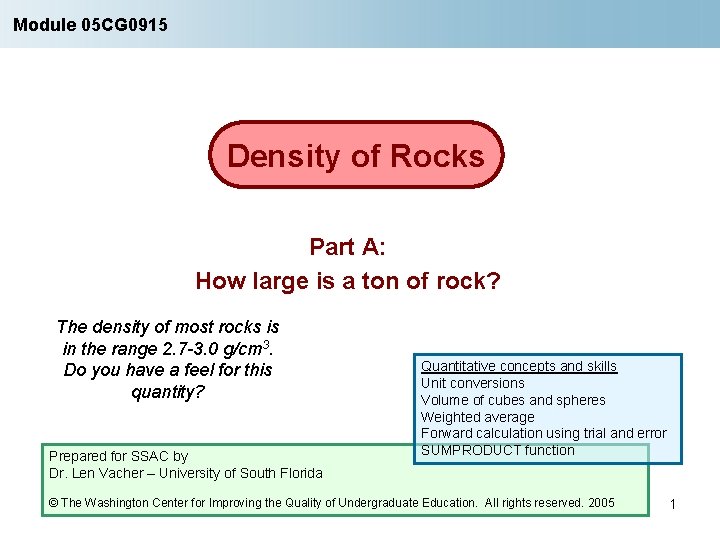 Module 05 CG 0915 Density of Rocks Part