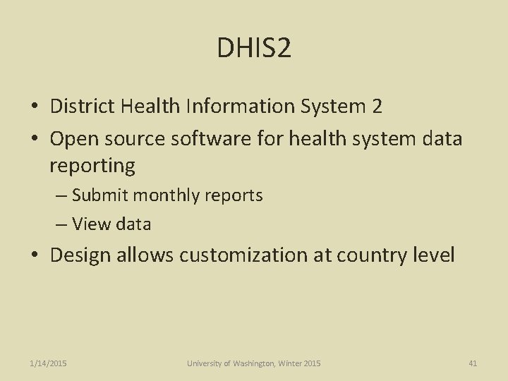 Computing and Global Health Lecture 2 Surveillance Winter