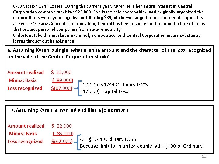 Chapter 8 Losses and Bad Debts Federal Taxation