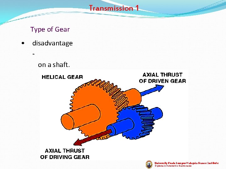 Transmission 1 GEAR BASIS University Kuala Lumpur Malaysia