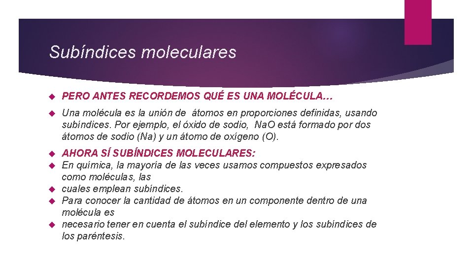 MASA MOLECULAR Y AVOGADRO SEGUNDO BGU D Subndices