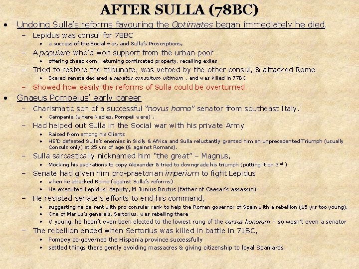 Roman Republic 5 70s BC Rise of Pompey