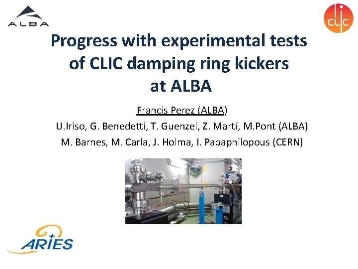 1 Progress with experimental tests of CLIC damping
