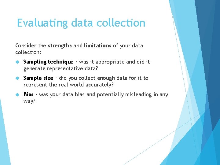Applied Fieldwork Enquiry 6 Evaluation The six stages