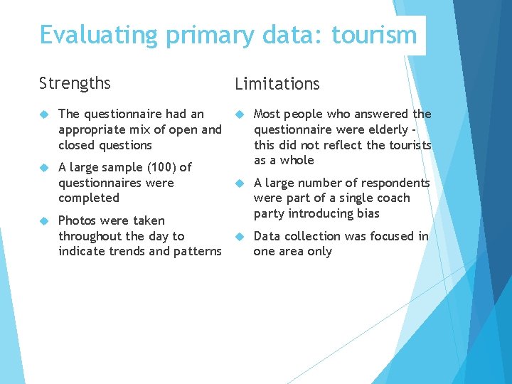 Applied Fieldwork Enquiry 6 Evaluation The six stages