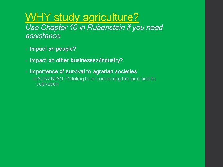 Unit 5 INTRODUCTION TO AGRICULTURE AND AGRICULTURAL GEOGRAPHY