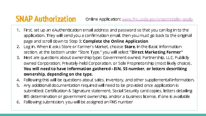 Setting up a SNAPEBT Program for Directmarketing Farmers