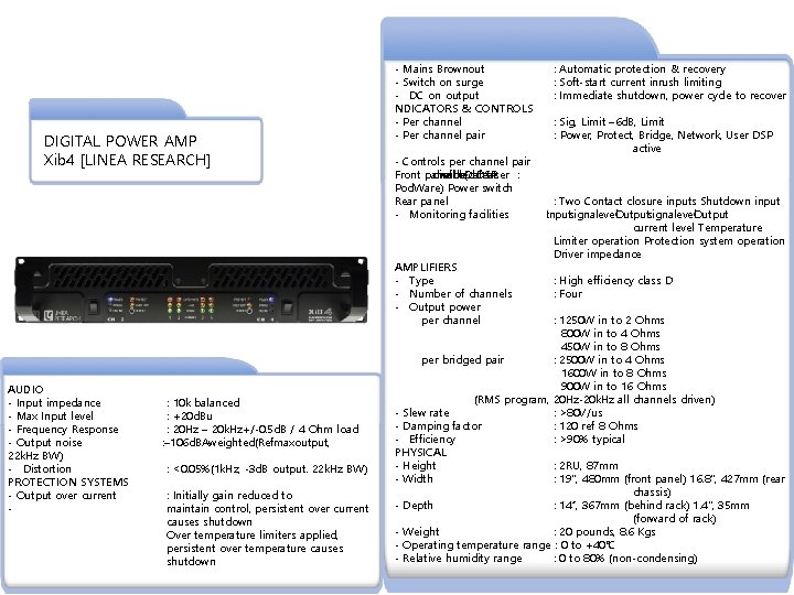 DIGITAL POWER AMP Xib 4 LINEA RESEARCH Mains
