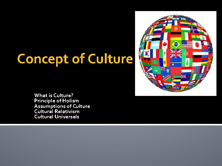 Concept of Culture What is Culture Principle of