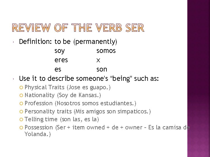 ESTAR AND EMOCIONES Definition to be permanently soy