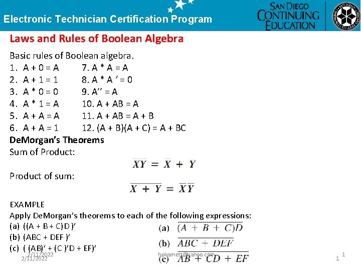 Electronic Technician Certification Program Laws and Rules of