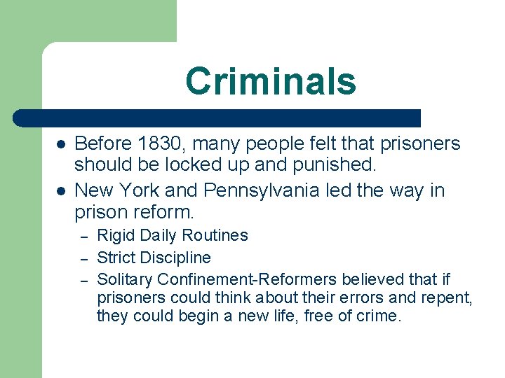 The Reform Movements 1830 1860 A Spirit of