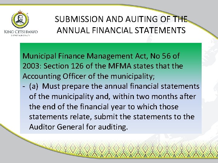 EFFECTIVE POLITICAL OVERSIGHT ROLE ON FINANCIAL MANAGEMENT BACKGROUND