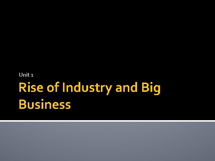 Unit 1 Rise of Industry and Big Business
