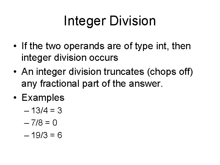 Arithmetic Expressions Addition Subtraction Multiplication Division ...