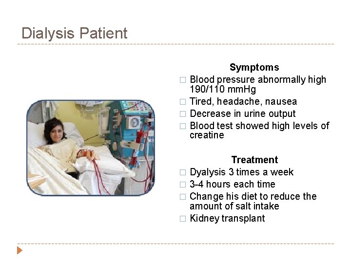 Excretory System Dialysis Patient Symptoms Blood pressure abnormally