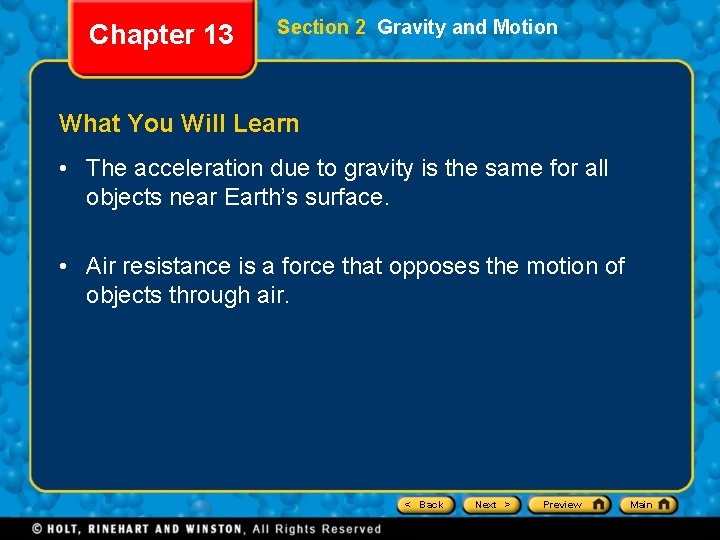 Chapter 13 Section 2 Gravity and Motion What