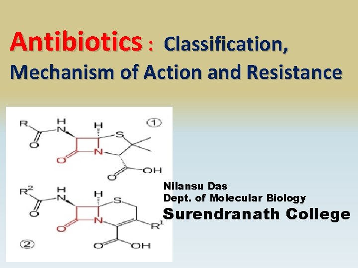 Antibiotics Classification Mechanism of Action and Resistance Nilansu