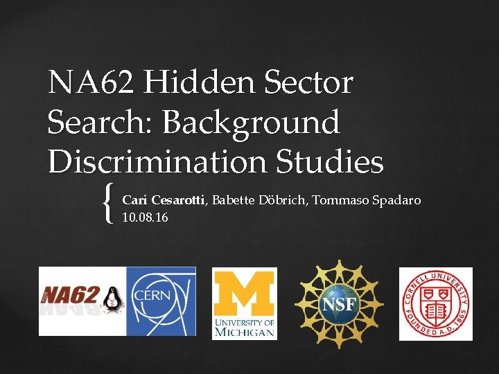 NA 62 Hidden Sector Search Background Discrimination Studies