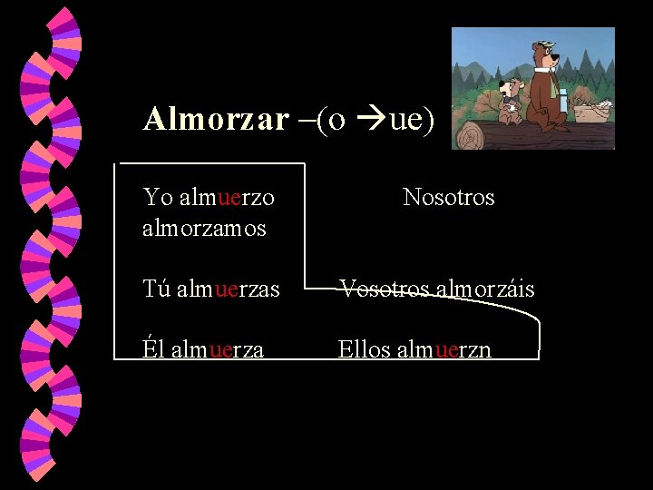 Vowel stemchanging verbs Almorzar to eat lunch Dormir