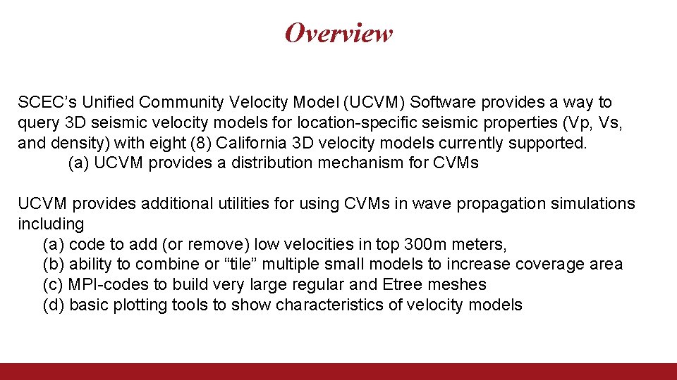 Overview of the SCEC Unified Community Velocity Model