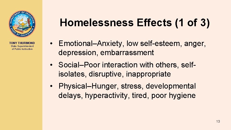 Homelessness in the Classroom January 2020 Presented by