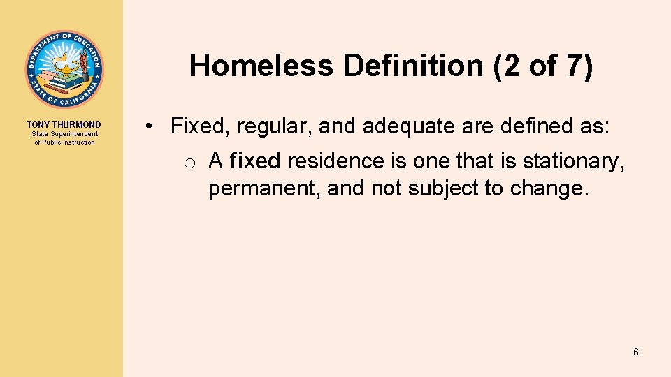 Homelessness in the Classroom January 2020 Presented by