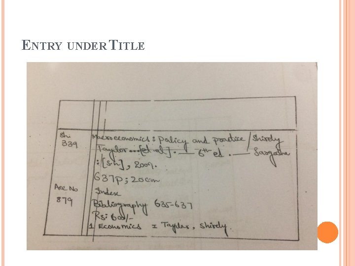 APPLIED CATALOGING Card Cataloging BOOKS WITH EDITORS OR