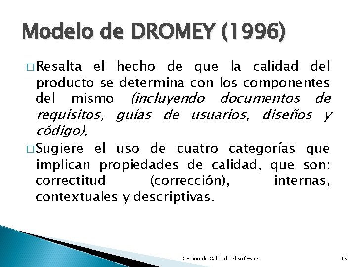 Mtricas de calidad de software Gestion de Calidad