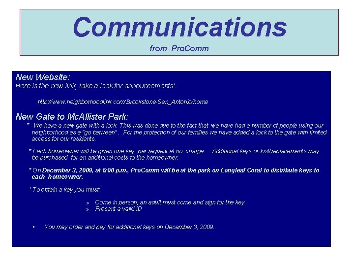 Communications from Pro Comm New Website Here is