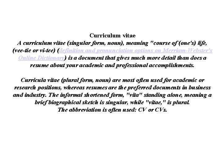 ENGLISH FOR BUSINESS LIFE Lecture 2 CV What