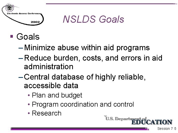 Session 7 NSLDS Transfer Student Monitoring Eligibility Changes
