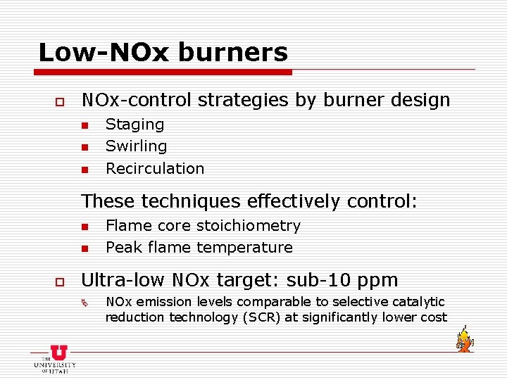NOx formation in ultralowNOx gas burners Zoran M