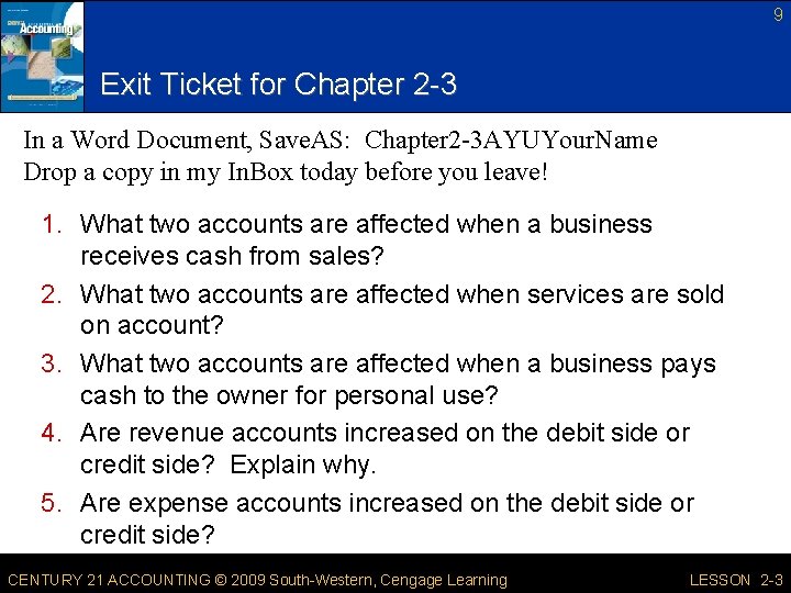 LESSON 2 3 Analyzing How Transactions Affect Owners