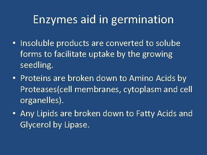 Enzymes in Germination Flower Structure Pollination Fruit Development
