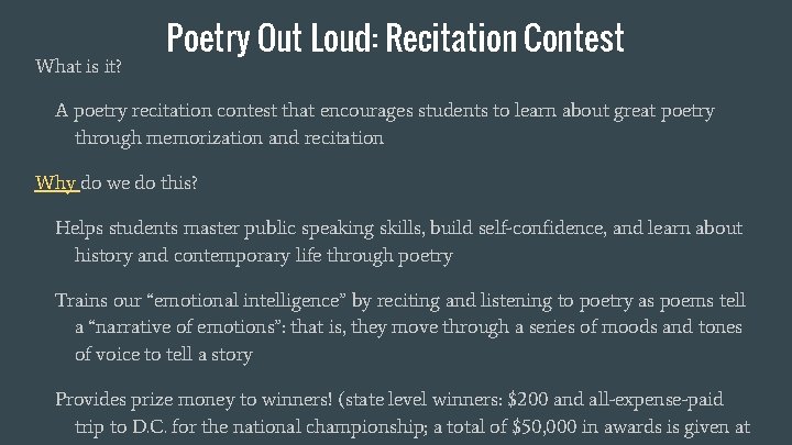 What is it Poetry Out Loud Recitation Contest