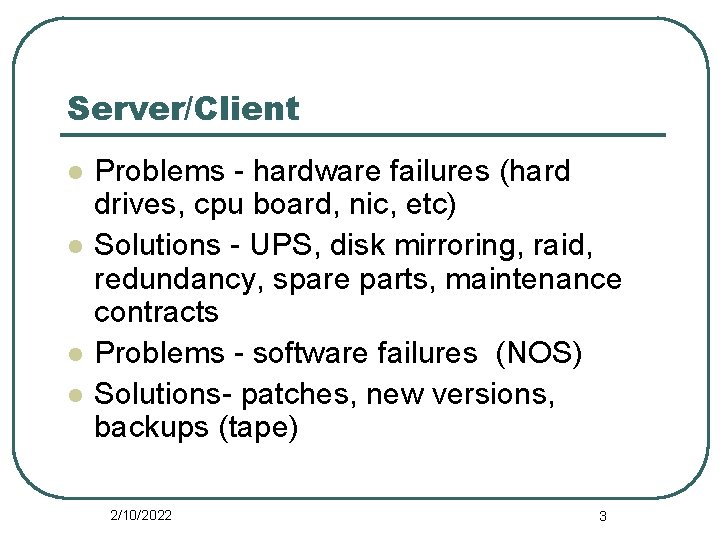 Networking and Telecommunications 13 Network Problems and Solutions