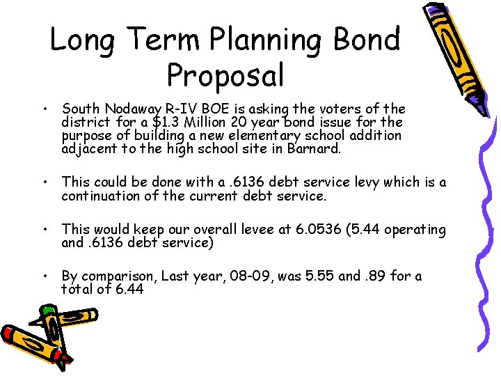 South Nodaway Long Term Planning Bond Issue Presentation