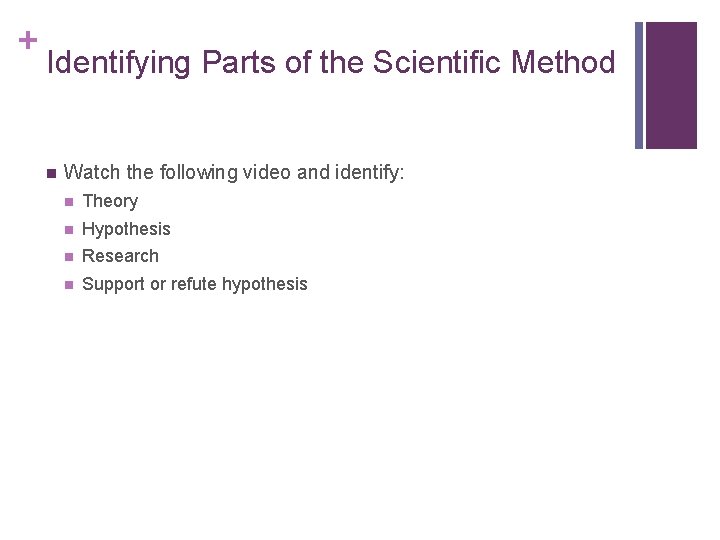 Identifying Parts of the Scientific Method n Watch