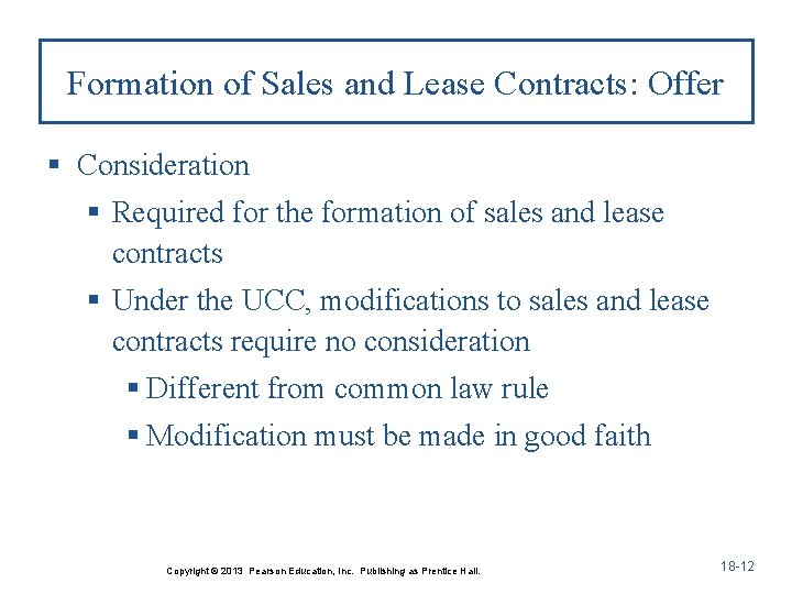 Chapter 18 Formation of Sales and Lease Contracts