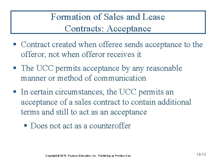 Chapter 18 Formation of Sales and Lease Contracts