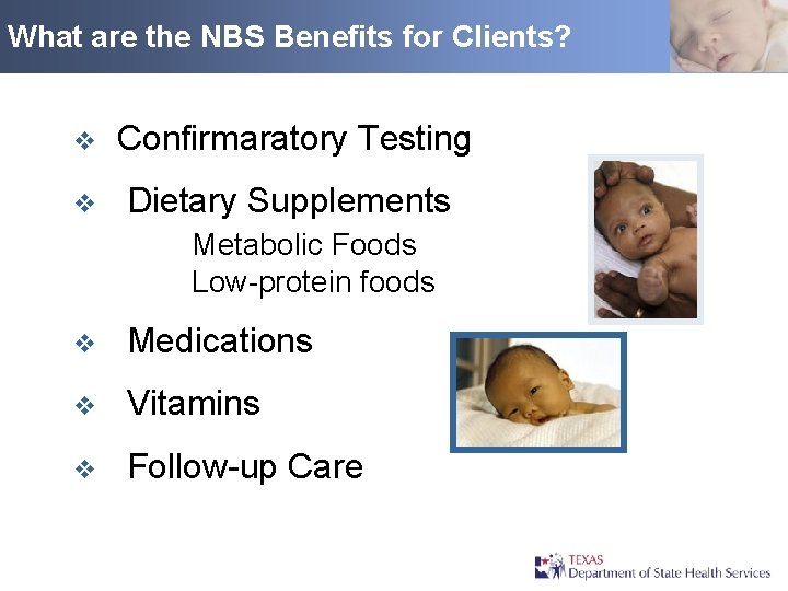 Newborn Screening Benefits Table of Contents 1 Background