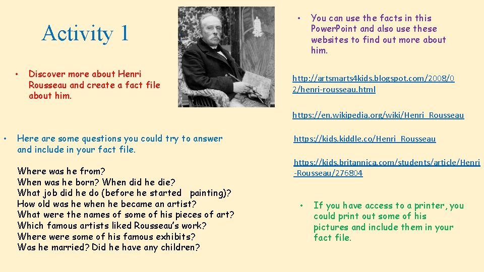 L O Who was Henri Rousseau Henri Rousseau