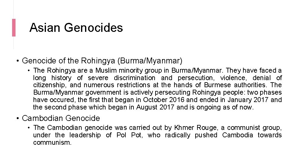 ASIA Asian Genocides Genocide of the Rohingya BurmaMyanmar