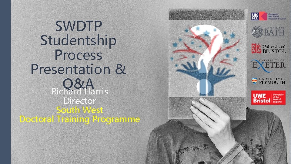 SWDTP Studentship Process Presentation QA Richard Harris Director