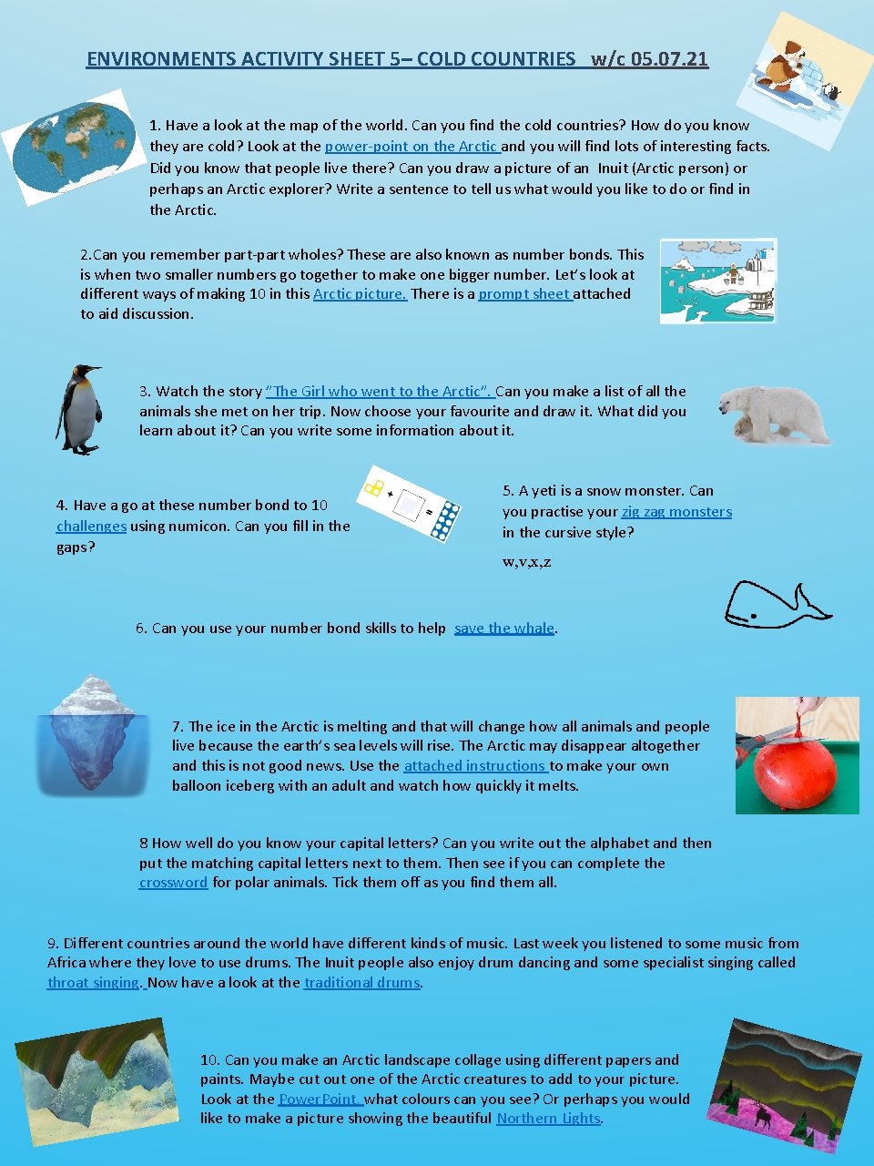 ENVIRONMENTS ACTIVITY SHEET 5 COLD COUNTRIES wc 05