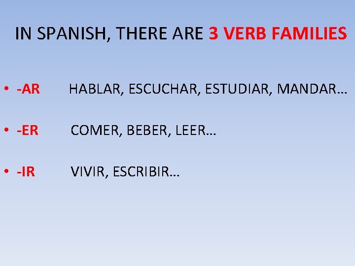 EL PRESENTE REGULAR VERBS THE VERB IS THE